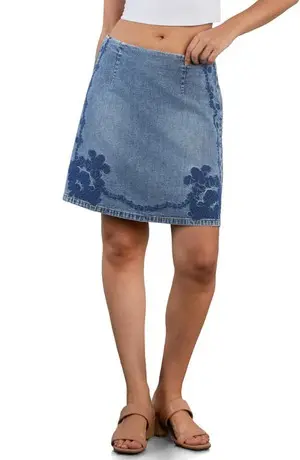 Wash Lab Denim Embroidered Skirts