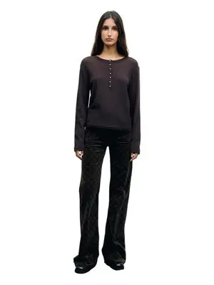 Gerard Darel Long Sleeve Button Detail T-shirt