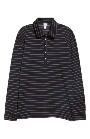Massimo Alba Stripe Long Sleeve Polo - Blue