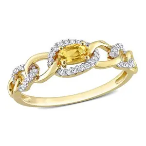 JULIANNA B. Diamond Oval Link Ring 10k - Citrine