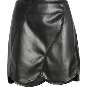 Deluc Faux Leather Miniskirt With Scalloped Hem