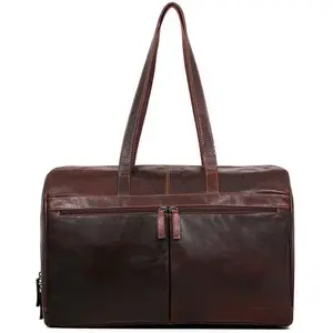 JACK GEORGES Voyager Uptown Duffle Tote Bag In Hand-stained Buffalo Leather - Brown