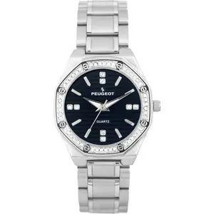 PEUGEOT Hexagonal Crystal Bezel Bracelet Watch- 32mm - Black