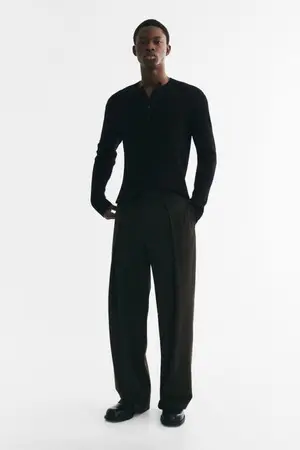 H&M Slim-fit Ribbed Henley Shirt