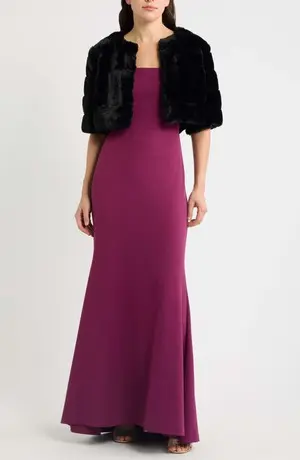 Eliza J Faux Fur Bolero Jacket