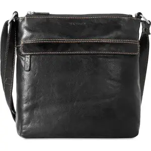 JACK GEORGES Voyager Zippered Crossbody Hobo Bag - Black
