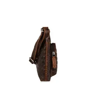 JACK GEORGES Hornback Croco Mini City Crossbody - Brown