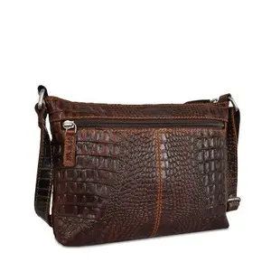 JACK GEORGES Hornback Croco Mini City Crossbody - Brown