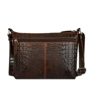 JACK GEORGES Hornback Croco Mini City Crossbody - Brown