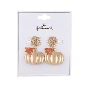 HALLMARK Tone Pumpkin Drop Earrings With Flower Stud