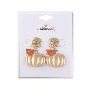 HALLMARK Tone Pumpkin Drop Earrings With Flower Stud
