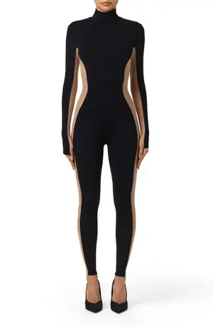 Naked Wardrobe Body Flex Two-tone Jumpsuit
