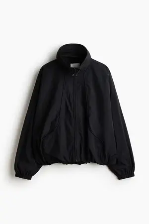 H&M Oversized Nylon Jacket With Funnel Collar And Balloon Sleeves
