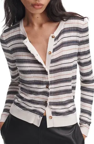 Rag & Bone Teresa Stripe Silk Blend Cardigan