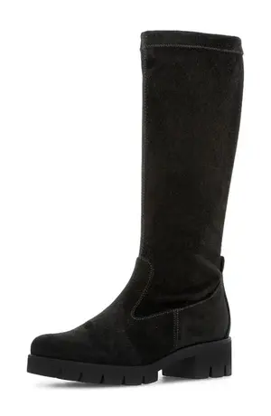Gabor Vera Leather Knee High Boot - Black