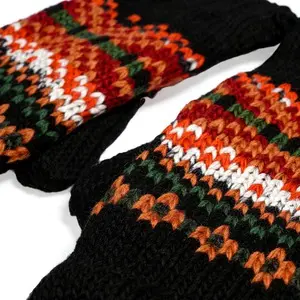 NIRVANNA DESIGNS Nordic Fair Isle Knit Wool Mittens With Shearling Lining - Black