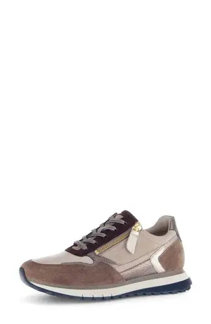 Gabor Cora Low Top Sneakers With Metallic Accents - Farro