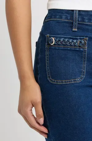 1822 Denim Braided Patch Pocket Bootcut Jeans