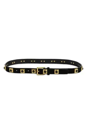 Treasure & Bond Dolly Stone Detail Leather Belt - Black