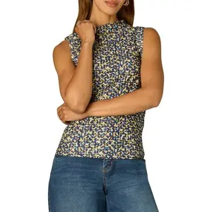 Wit & Wisdom Printed Mock Neck Sleeveless Top