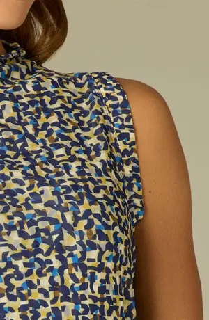 Wit & Wisdom Printed Mock Neck Sleeveless Top