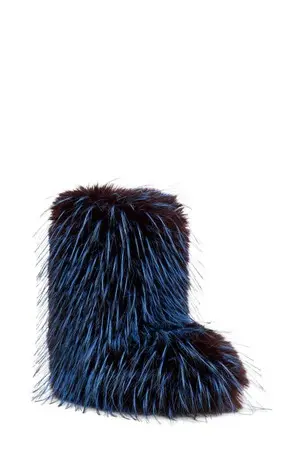 AZALEA WANG Faux Fur Boots - Blue Multi
