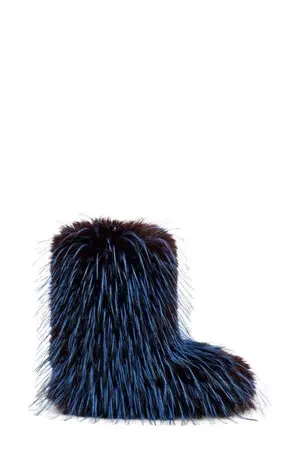 AZALEA WANG Faux Fur Boots - Blue Multi