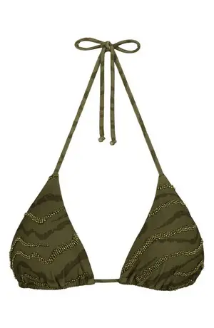 VIX PAULA HERMANNY Mina Embellished Triangle Bikini Top