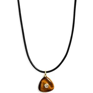 PANACEA Tiger's Eye Pendant Cord Necklace - Brown