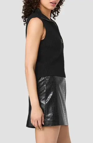 French Connection Marley Half Zip Rib Sweater Vest - Black