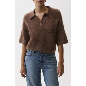 PISTOLA Nadya Alpaca-blend Short Sleeve Polo Sweater