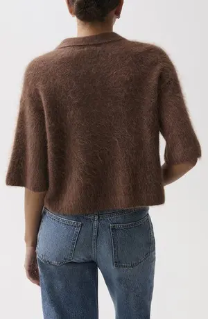 PISTOLA Nadya Alpaca-blend Short Sleeve Polo Sweater