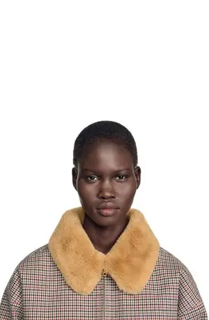 Sandro Faux Fur-lined Checked Coat