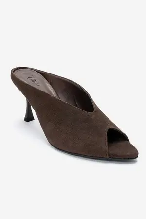 PROLOGUE SHOES Pelina Stiletto Sandal - Brown Suede