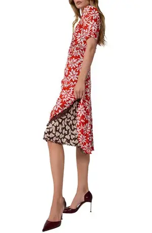 Diane Von Furstenberg Koren Reversible Floral Mesh Midi Dress
