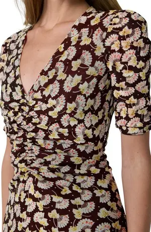 Diane Von Furstenberg Koren Reversible Floral Mesh Midi Dress