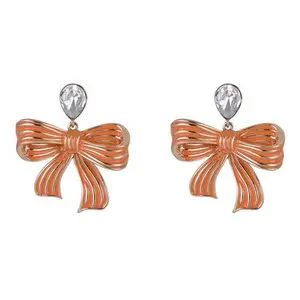 HALLMARK Enamel Bow And Crystal Drop Earrings