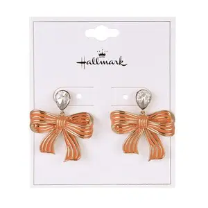 HALLMARK Enamel Bow And Crystal Drop Earrings