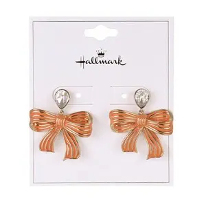 HALLMARK Enamel Bow And Crystal Drop Earrings