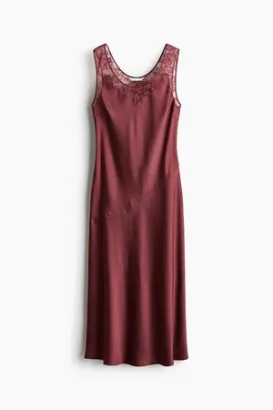 H&M Lace-inset Satin Dress