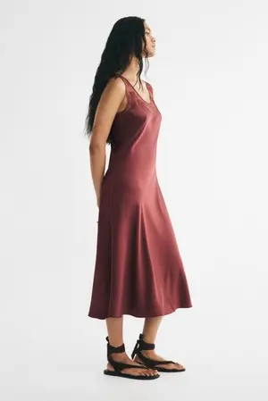 H&M Lace-inset Satin Dress