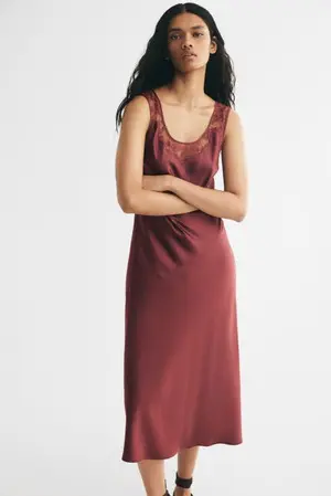 H&M Lace-inset Satin Dress