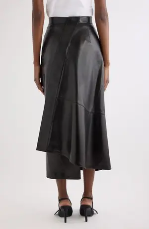 Givenchy Asymmetrical Leather Midi Skirt