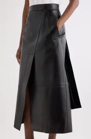 Givenchy Asymmetrical Leather Midi Skirt
