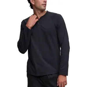 Barefoot Dreams Slub Jersey Henley - Black