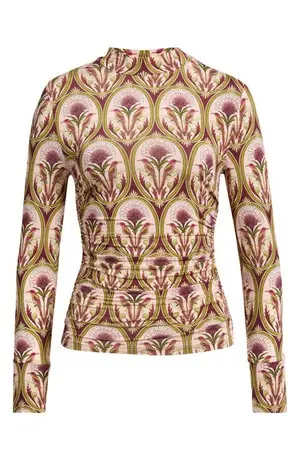 Farm Rio Garden Medal Mock Neck Top - Pink Multicolor