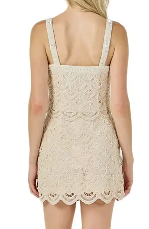 Endless Rose Embellished Crop Cotton Blend Lace Camisole Top