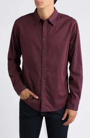 Rag & Bone Tomlin Dobby Stretch Shirt - Dark Red