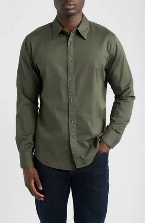 Rag & Bone Tomlin Dobby Stretch Shirt - Dkgrn