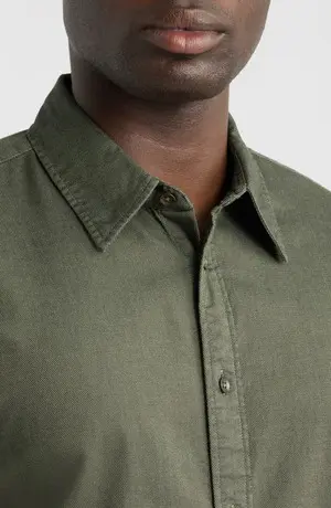 Rag & Bone Tomlin Dobby Stretch Shirt - Dkgrn